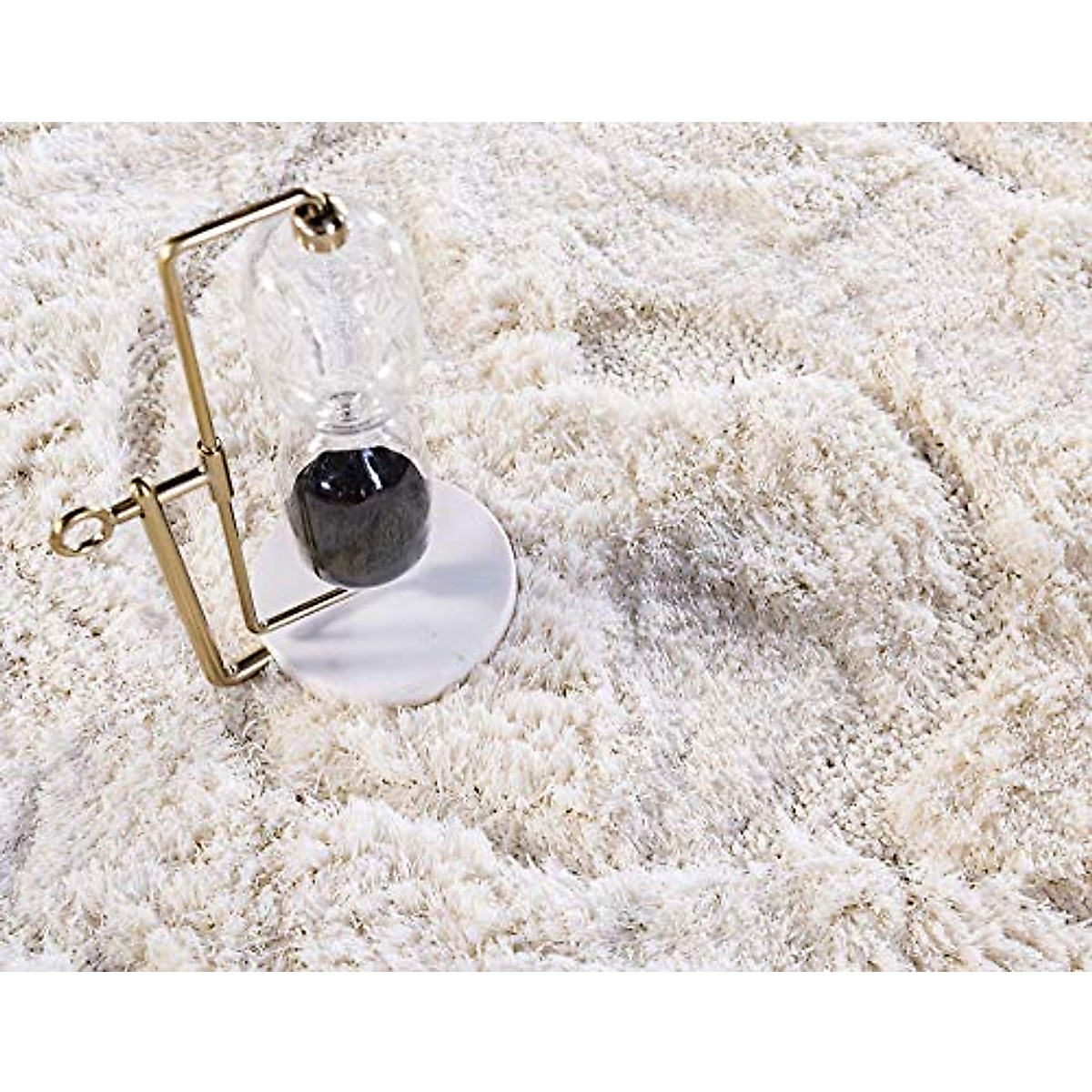 Unique Loom Shag Collection Modern Soft & Plush Textures with Floral Vine Design Area Rug, 5 ft x 8 ft, Ivory