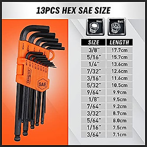 SWANLAKE Allen Wrench Set, Hex Key Set Long Arm Ball End Hex Wrench Set, Inch/Metric/Torx T Handle Allen Wrench Set