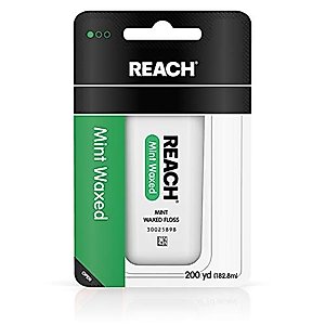 Reach Waxed Dental Floss for Plaque and Food Removal, Refreshing Mint Flavor, 200 Yards