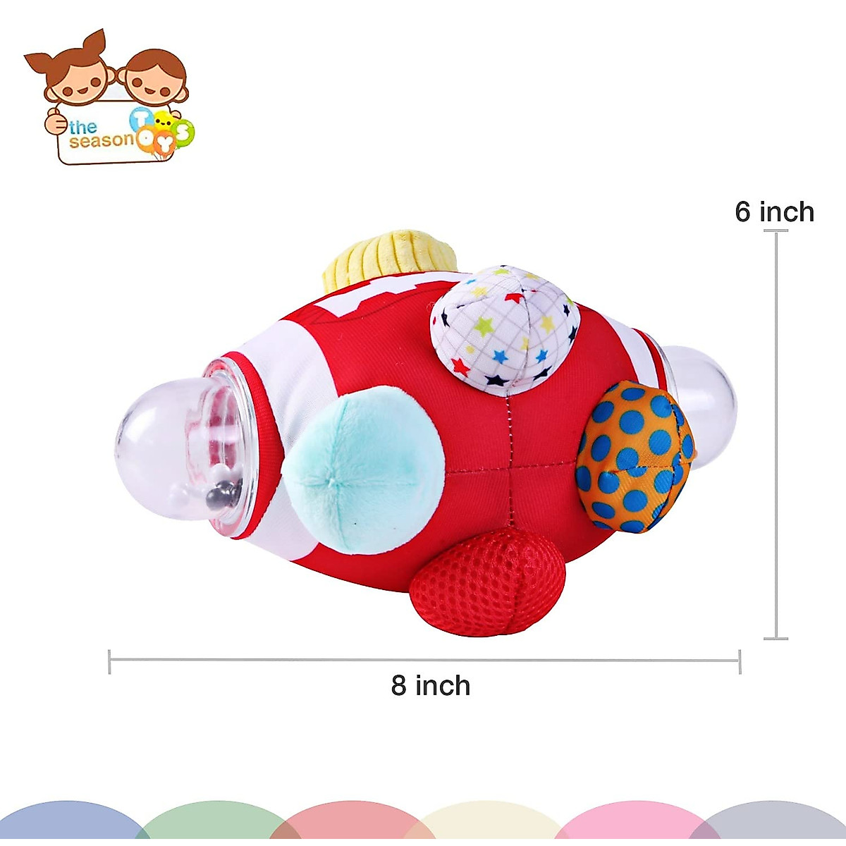 The Season Toys Football Bumpy Ball for Baby Cognitive Developmental, Baby Boys & Girls – Newborn to 36 Months Sensory Football Rattle Toy, Red