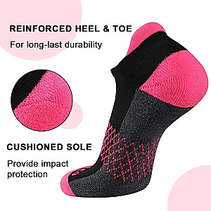 eallco Womens Ankle Socks 6 Pairs Running Athletic Cushioned Sole Socks With Tab