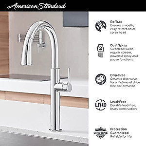 American Standard 4803350.075 Studio S Semi Professional Pull-Down Kitchen Faucet, Stainless Steel