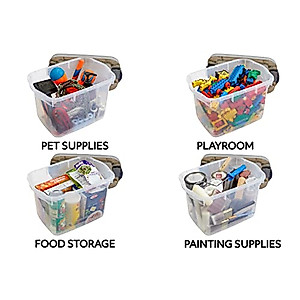 Rubbermaid Roughneck Clear 19Qt/ 4.75 Gal Storage Containers, Pack of 6, with Snap-Fit Grey Lids, Visible Base, Sturdy and Stackable, Great for Storage and Organization