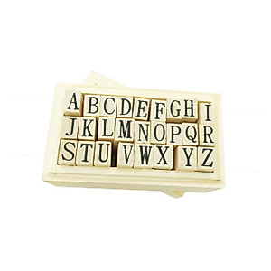 STOBOK 2pcs 26 Stamps United States Letter Student Wooden