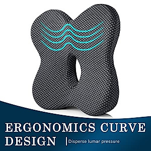 Eyamummo Coccyx Seat Cushion and Back Cushions Combo for Office Chair, Pure Memory Foam Ergonomic Seat Cushions and Orthopedic Lumbar Support Pillow for Tailbone, Lower Backache Sciatica Comfort