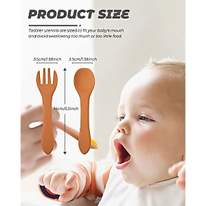 10 Pcs Silicone Baby Spoons and Baby Forks, Chewable Baby Utensils for Self-Feeding, Silicone Baby Utensils, Kids Utensils for Over 6 Months Babies Spoon toddler utensil