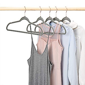 Pretigo Premium Velvet Non Slip Hangers 50 Pack Black Velvet Hangers Non-Slip Velvet Suit Hangers Durable Space Saving Clothes Hangers Gray