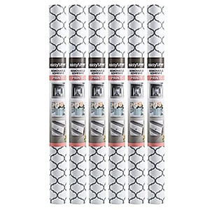 Duck EasyLiner Adhesive Laminate Prints Shelf Liner, Gray Quatrefoil, 20 in. x 15 ft, 6 Rolls