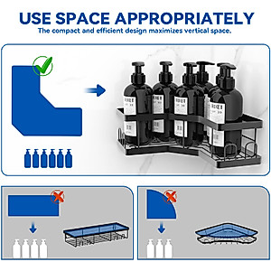 Shower Caddy, 2 Pack Bathroom Shelves, Adhesive Shower Shelf No Drilling, Black Shower Storage, Shower Organiser, Rust-Resistant Shower Caddy Corner, Shower Soap Holder, Bathroom Accessory