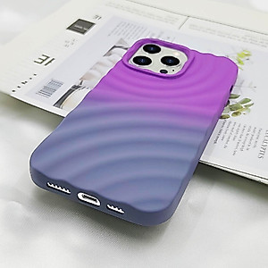 Womdakon Compatible with iPhone 13 Pro Max Phone Case Girls Cute Gradient Bicolor Crimp Wave Pattern Soft Silicone Shockproof Camera Protective Back Cover Slim Phone Case for Women - Purple Gray