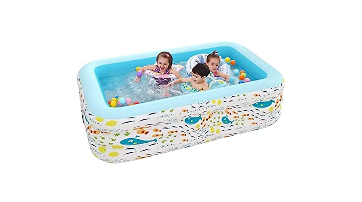Large Inflatable Family Pool 305x175x60cm - Adults & Kids Garden