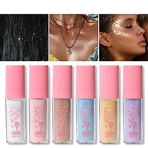 MAEPEOR Highlighter Powder Stick 6 Colors Shimmer Not-sticky Brighten Highlighter Powder Stick Natural Sparkle Glitter Highlighter Makeup Cosmetic for Lip Face Body Makeup (01 White Moonbeam)