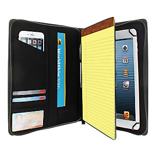 KHOMO Universal Tablet Padfolio Zippered Case for iPad Pro 12.9 Inch - Black - Compatible with All Versions of iPad Pro 12.9 inches (KHO-1700)