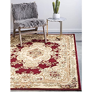 Unique Loom Versailles Collection Traditional Classic Medallion Motif Area Rug (3' 3 x 5' 3 Rectangular, Burgundy/ Ivory)