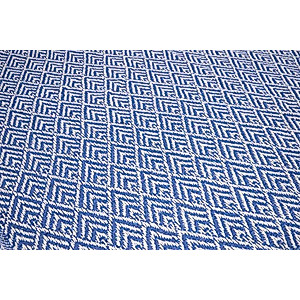 Cotton Chevron Decorative Blue Throw Blanket | Decorative Lightweight Sapphire Beige Geometric Pattered Textured Blankets with Fringe | 65x50 Inch | Sofa Couch Bed Chair Living Room Decor Picnic Beach