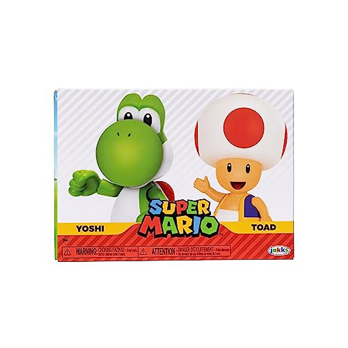 Super Mario Nintendo 4 Inch Action Figure 2-Pack: Yoshi & Toad with Accessories