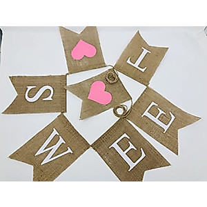 Shimmer Anna Shine Sweet Baby Girl and Gifts Burlap Banner for Baby Shower Decorations and Gender Reveal Party (Pink Hearts)