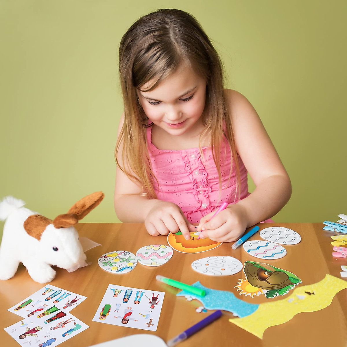 Civaner Make an Easter He Lives Sticker Scenes Religious Easter Stickers Craft Kit for Kids Resurrection Stickers Tree Ornaments Office Christian Jesus Stickers He is Risen Hanging DIY Art(16 Sets)