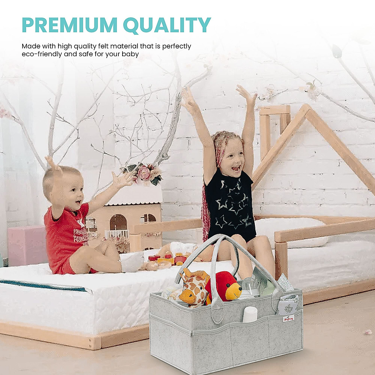 Baby Diaper Caddy Organizer with handle-Diaper Organizer Caddy For Girl Boy,Large Baby Organizer for Changing Table & Car,Felt Diaper Caddy,Baby Diaper Caddy Organizer Basket Grey,Baby Caddy Organizer