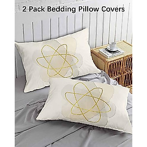Edwiinsa Yellow Flower Pillow Covers King Standard Set of 2 20x36 Bed Pillow, Modern Abstract Art Yellow Lines Plush Soft Comfort for Hair/Skin Cooling Pillowcases with Envelop Closure