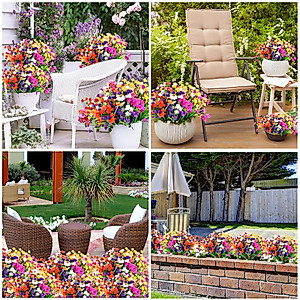 Beiyimei Artificial Fake Flowers, 10 Bundles Plastic Flowers for Outdoor Decoration, UV Resistant Faux Flowers Shrubs, Artificial Plants for Indoor Outside Garden Home Wedding Farmhouse…