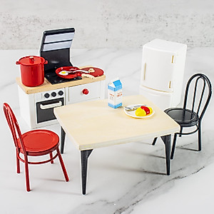 Hiawbon 2 Pcs Miniature Yellow Dinning Chair 1:12 Scale Mini Metal Chairs for DIY Dollhouse Kitchen Furniture Decoration