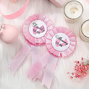3 Packs Baby Shower Decorations Mommy to Be Sash, Daddy and Mommy To Be Badge Pin Button for Baby Shower Celebration Gender Reveals Party Favor New Dad Mom Gifts (Pink)