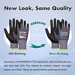 KAYGO Work Gloves MicroFoam Nitrile Coated KG19NB, Seamless Knit Nylon Safety Work Gloves with Micro Dots on palm, Ideal for General Purpose,Automotive,Home Improvement,Painting (3, Medium)