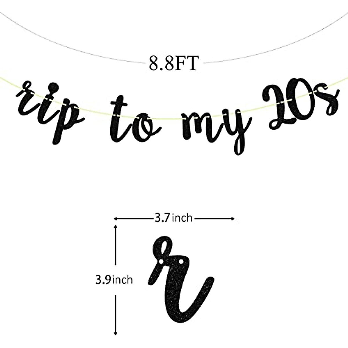 Rip to My 20s Banner Black Glitter,Funeral for My Youth, RIP Twenties Birthday Banner, Death to 20s Birthday Party, 30th Birthday Party Decor