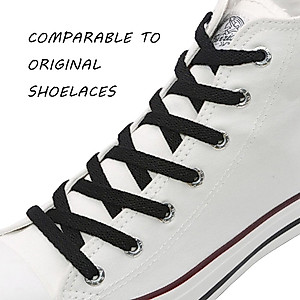 VSUDO 71 Inch Flat Black Shoe Laces for Sneakers, Black Shoelaces for Sneakers, Black Shoe Strings for Sneakers, Black Replacements Sneakers Shoe Laces for Women or Men (2 Pairs-Black-180CM)