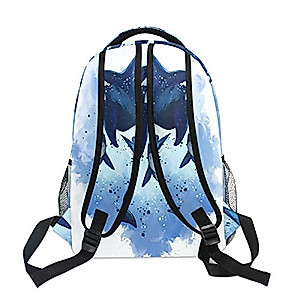 AUUXVA Backpack Killer Whale Ocean Watercolor School Shoulder Bag Large Waterproof Durable Bookbag Laptop Daypack for Students Teens Girls Boys Elementary