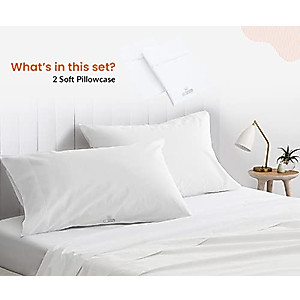 SGI King Size Pillow Case Egyptian Cotton Luxury Soft 1000 Thread Count Pillow Cover White Solid Sateen Weave for Soft & Silky Feel Long Staple Cotton Set of 2