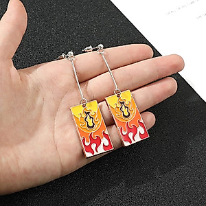 FunBoat 10Pcs Kimetsu No Yaiba Earring Set - Rengoku Mitsuri Anime Hanafuda Dangle Earring - Cosplay Jewelry for Women and Men