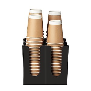 Countertop Cup and Lid Organizer,Cup and Lid Holder 4 Compartment Disposable Cup Dispenser for Coffee Station Bar Countertop Breakroom Metal Black