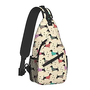 Dachshund Small Crossbody Backpack Sling Bag For Women Men Travel Hiking Chest Bag Daypack