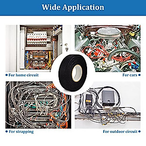 EDSRDRUS Multi-Pack Automotive Harness Cloth Tape 3/4in x 50ft High Temp Wire Harness Wrapping Tape, for Automobile Electrical Wire harnessing Noise Dampening Flame Resistant & Cable Fixation