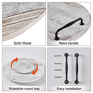 Wooden Lazy Susan for Table Turntable Organizer 18 Inch Large Lazy Susan Whitewashed Wood Serving Tray for Pantry Cabinet Countertop Round Spins Balanced Pine Spice Rack for Kitchen Essentials Storage