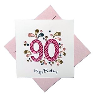 SDFSDF Happy Birthday 90 Years Old Card, 90th Ninety Year Decorations, Card for Grandmother, Big Mom, Gammy ,Gamma ,Grandmom, Handmade Quilling (90th Birthday) (10)