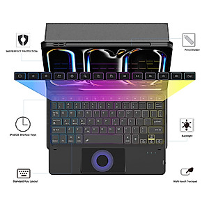 for iPad Air 11 inch (M2) 2024 & iPad Pro 11 inch 4/3/2/1.Generation & iPad Air 5/4 10.9 inch Case with Detachable Keyboard : 7 Color Backlight Tablet Keyboard Cases with Touchpad & Pencil Holder