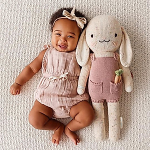 cuddle + kind Harper The Bunny Little 13" Hand-Knit Doll – 1 Doll = 10 Meals, Fair Trade, Heirloom Quality, Handcrafted in Peru, 100% Cotton Yarn