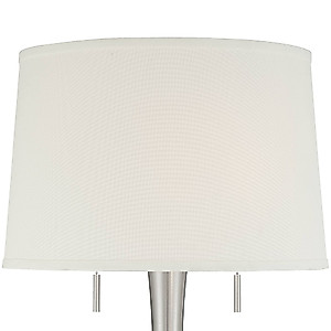 360 Lighting Karl Modern Industrial Floor Lamp Standing 63.75" Tall Brushed Nickel Silver Classic Metal White Tapered Drum Shade Decor for Living Room Reading House Bedroom Family Home