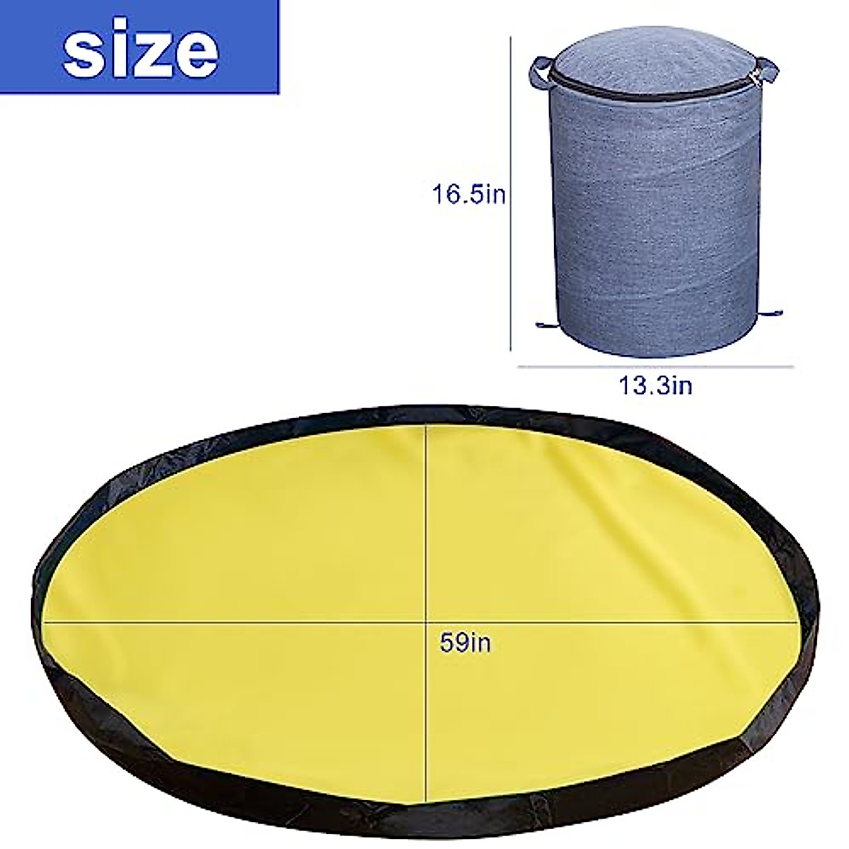 YUTBES Toy Box and Game Pad,Kids Toy Storage Organizer,Toy Storage Basket With Lid,Suitable for Toys With Building Blocks Building Materials or Other Similar Styles - blue