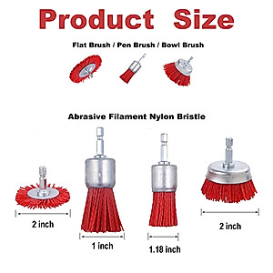 Rocaris 10 Pack Nylon Filament Abrasive Wire Brush Wheel & Cup Brush Set with 1/4 Inch Hex Shank, for Removal of Rust/Corrosion/Paint