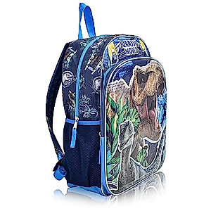 Jurassic World Boys 3D Molded Front Backpack Dinosaur Knapsack | Elementary and Kindergarten Kids Backpacks for School (Molded Front T-Rex)