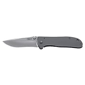 CRKT Drifter EDC Folding Pocket Knife: Everyday Carry, Gray Ti Nitride Blade, Thumb Stud Opening, Stainless Steel Handle, Pocket Clip 6450S