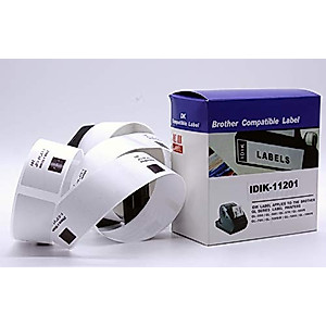 IDIK-11201 Replacement Labels Compatible with Brother DK-1201 Standard Address Label 29mm x 90mm x 400pcs/roll Packed in Individual Printed Retail Box with Permanent Cartridge
