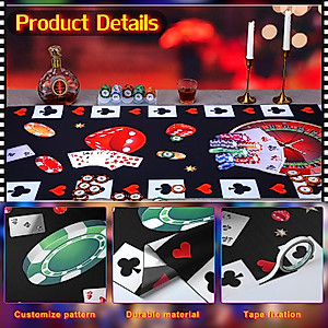 Thyle Casino Party Carpet Disco Runner Rug Party Aisle Hallway Rug 10 ft Area Track Floor Runner Non Slip Western Poker Rug with 2 Carpet Tape for Decor Birthday Theme Gathering (Casino)