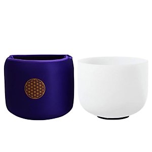 FMTY 10inch Crystal Singing Bowl WHITE G Note Throat Chakra with soft carrying case and Singing Mindfulness, Yoga, Spiritual and Body Healing and Energy Cleansing