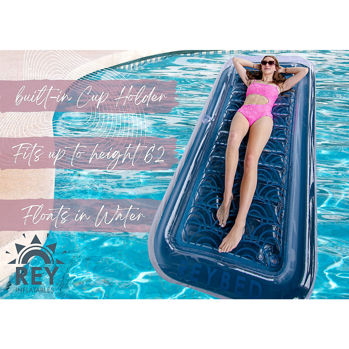 Inflatable Adult Tanning Pool I Suntan Tub – Outdoor Lounge Kiddie Blow Up Blowup One Person Personal and Float for Relaxation Sunbathing l Reybed (Blue)