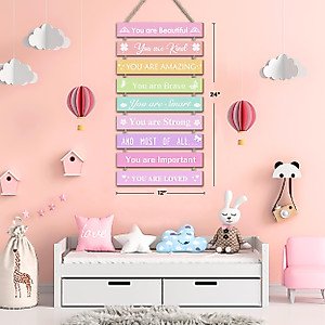 UBTKEY Girls Room Wall Decor, Set of 9 Pieces Wall Decor for Girls Bedroom Teen Girl, Inspirational Wall Art Hanging Plaque for Kids Baby Girl Nursery Wall Decortaions